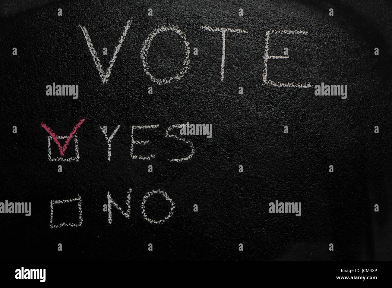 Yes or No vote written with white chalk on blackboard Stock Photo - Alamy