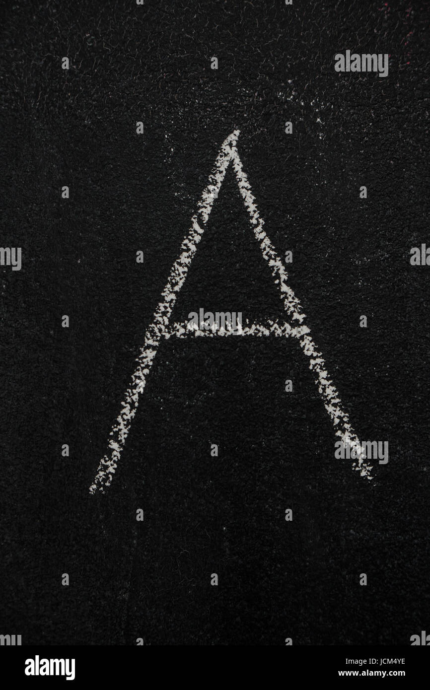 Letter A Drawn With White Chalk On Blackboard Education School