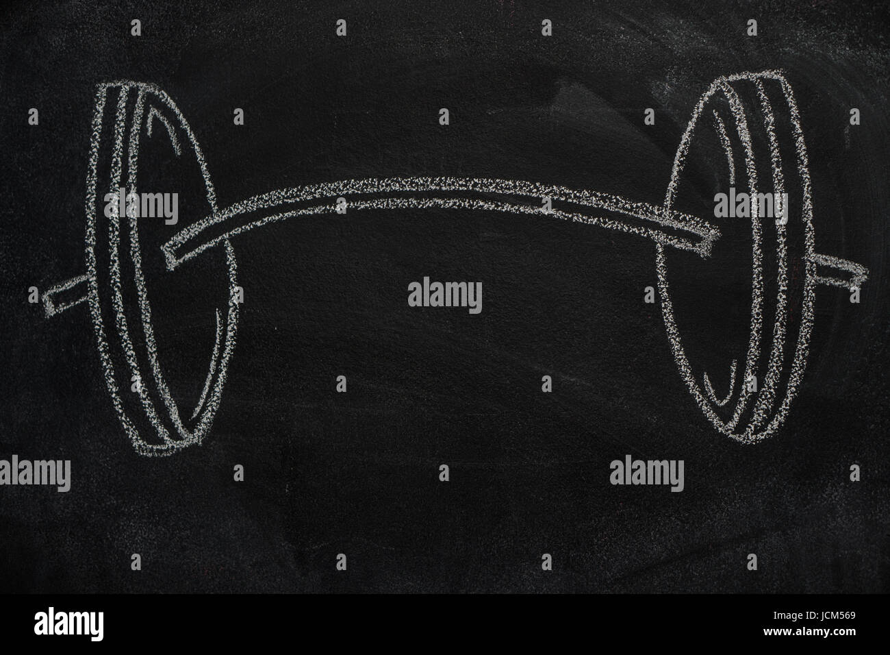 Barbell drawn with white chalk on blackboard Stock Photo - Alamy