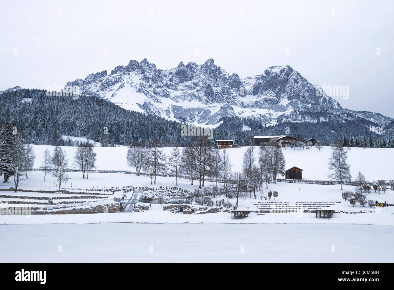 Wilder Kaiser covered with snow, Going am Wilden Kaiser, Tirol, Austria ...