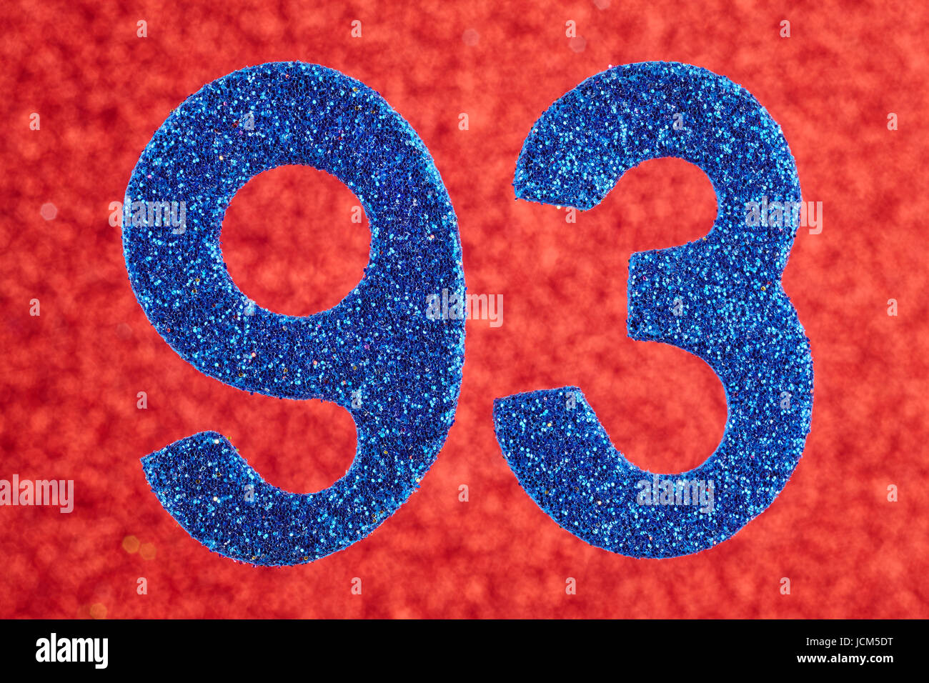 Number ninety-three blue color over a red background. Anniversary ...