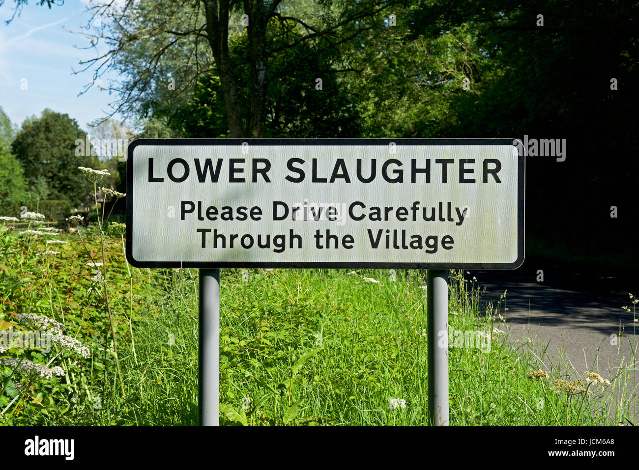 Sign for the village of Lower Slaughter, Gloucester, England UK Stock ...