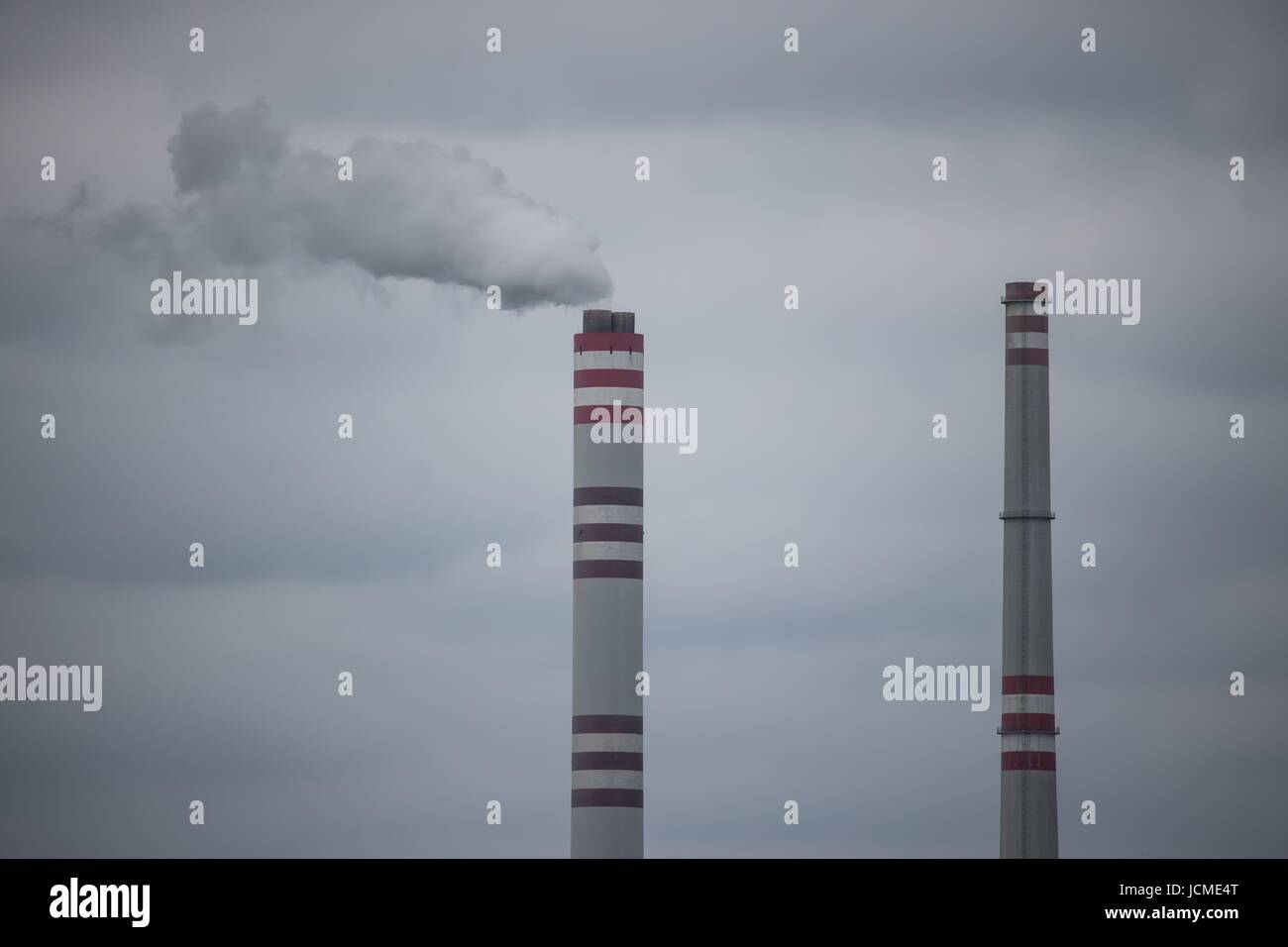 Power plant chimneys Stock Photo - Alamy
