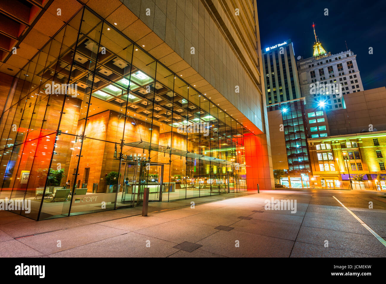 Modern buildings at night in downtown Baltimore, Maryland Stock Photo ...