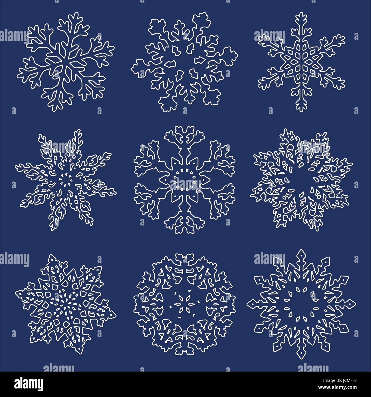 Set of white linear snowflakes Stock Vector Image & Art - Alamy
