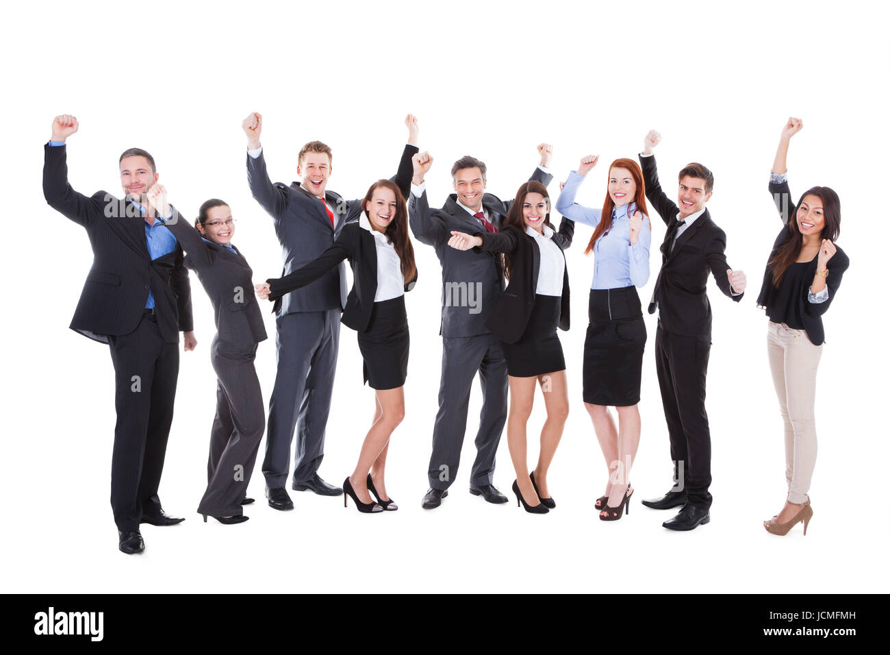 Large group of excited people cheering. Isolated on white Stock Photo ...