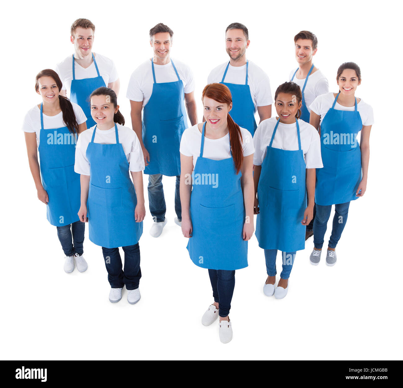 Diverse group of professional cleaners. Isolated on white Stock Photo ...