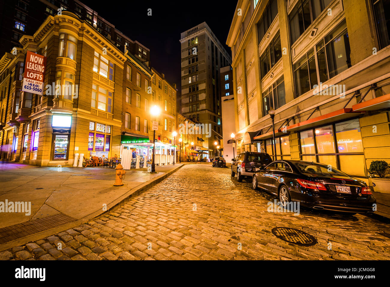 Water Street at night, in downtown Baltimore, Maryland Stock Photo - Alamy