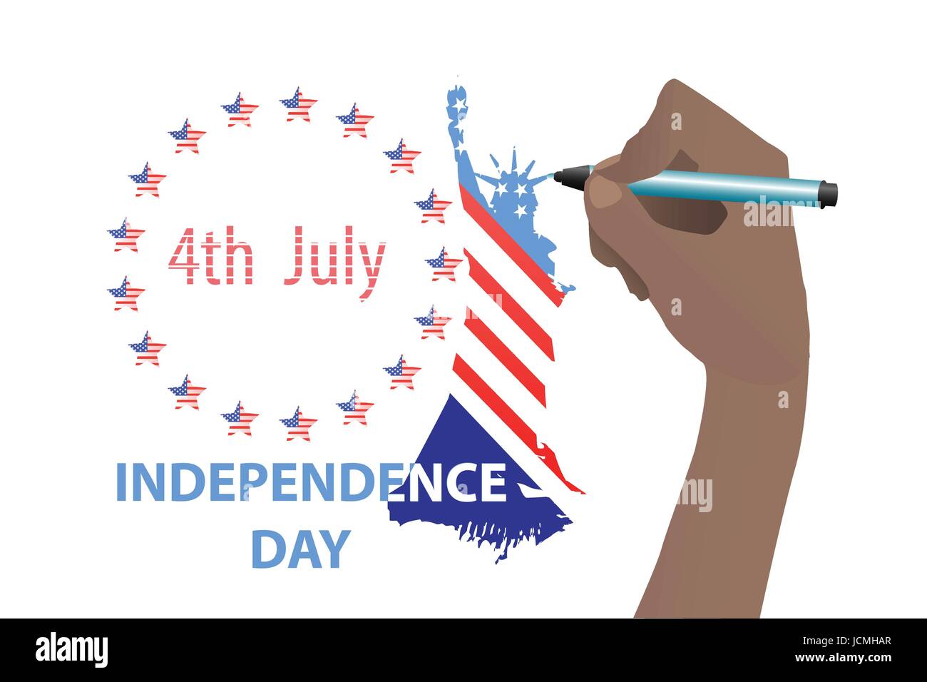 Independence Day United States. Hand draw pen. Illustration for your ...