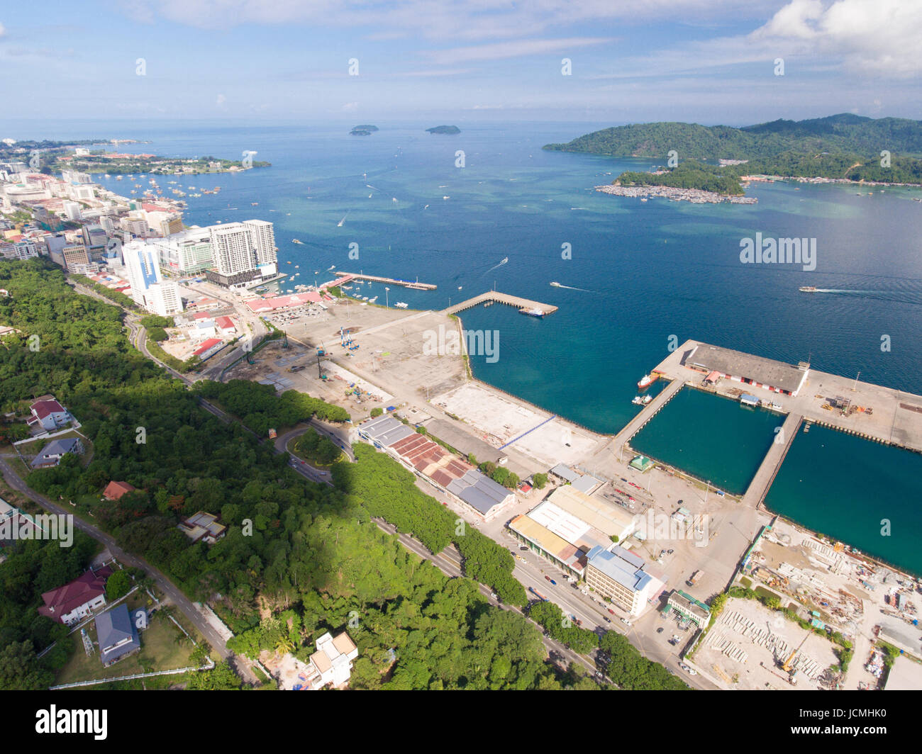 An aerial view Kota Kinabalu City,Sabah,Malaysia. The most of beautiful ...