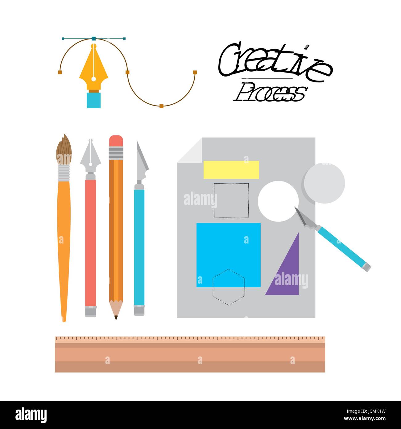 colorful background with tool elements to design and sheet with ...