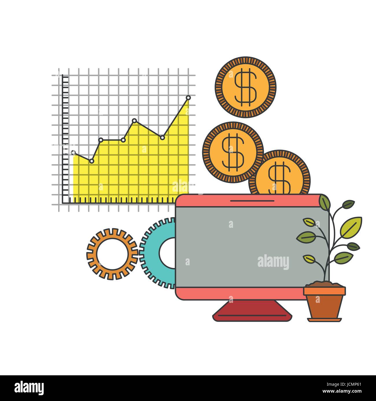white background with colorful display computer grid with graphics ...