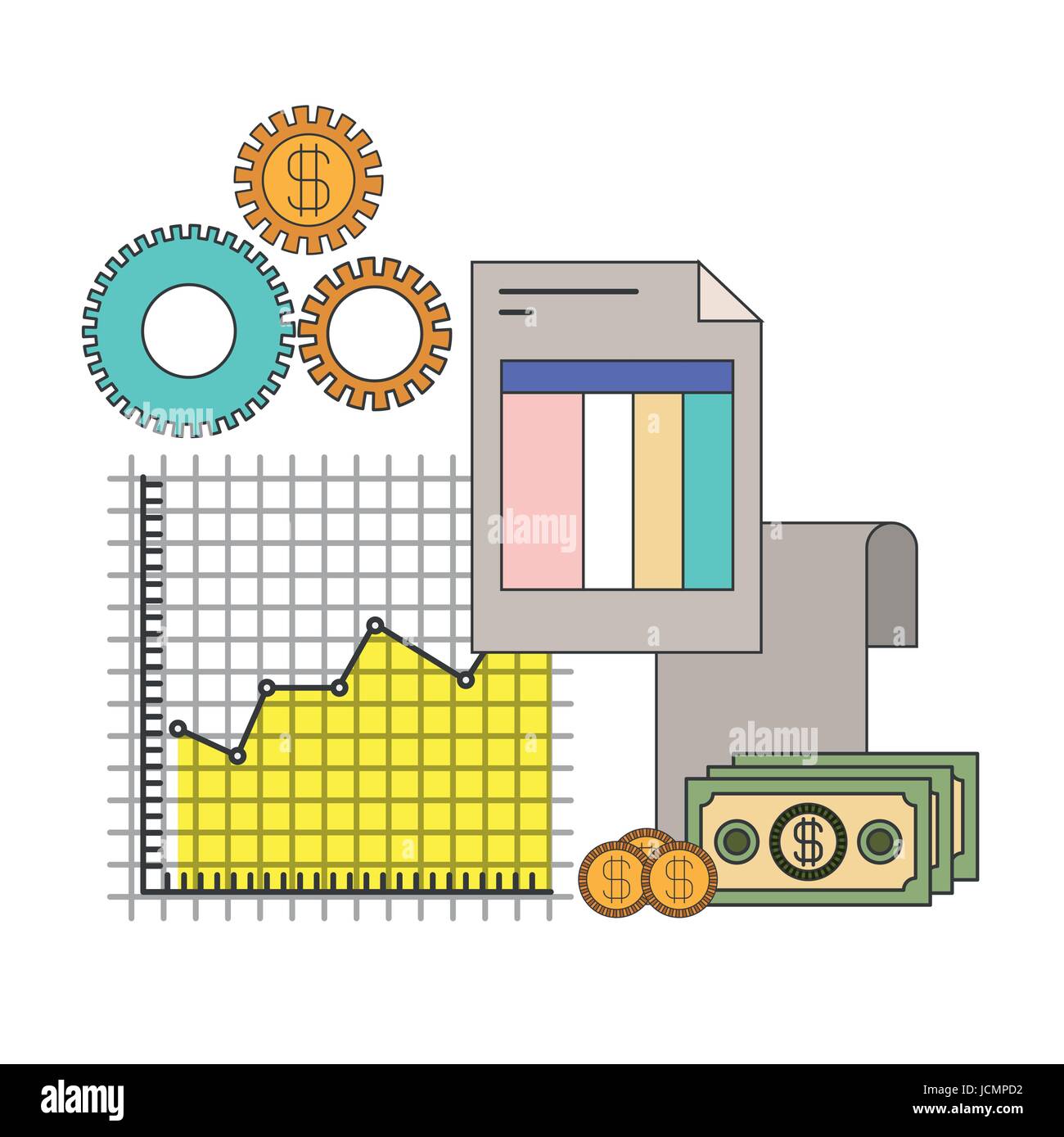 white background with colorful set graphics growth economy Stock Vector ...