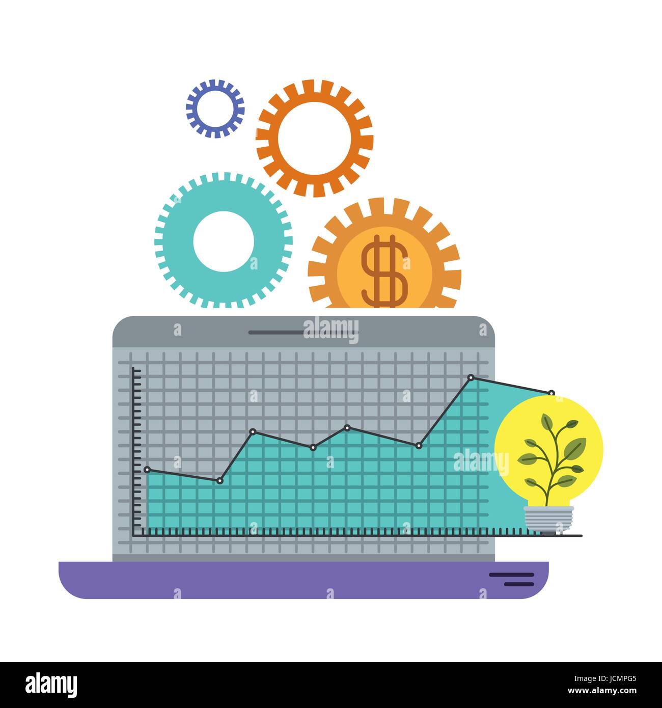 white background with colorful laptop computer grid with graphics ...