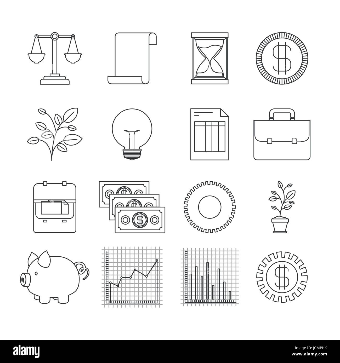 white background with silhouette set elements increase economy Stock ...