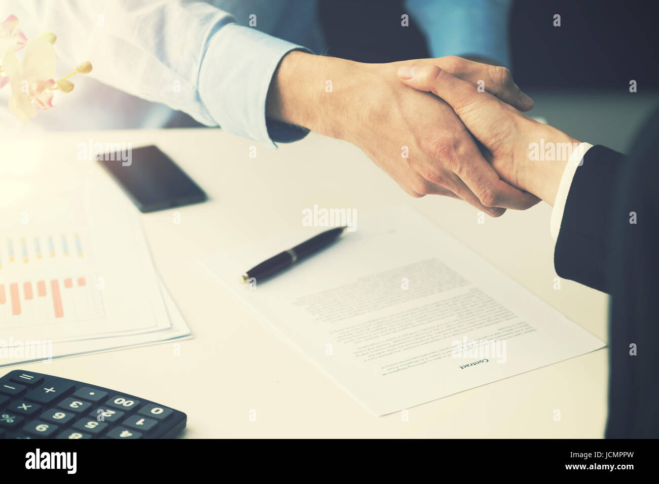 business people handshake after partnership contract signing Stock ...
