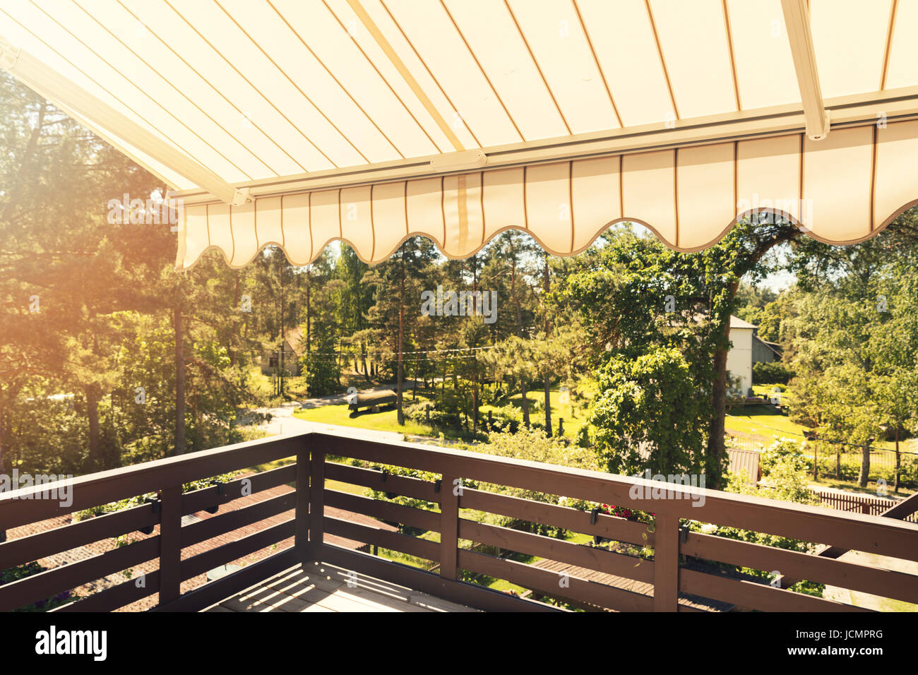 awning over balcony terrace on sunny day Stock Photo - Alamy