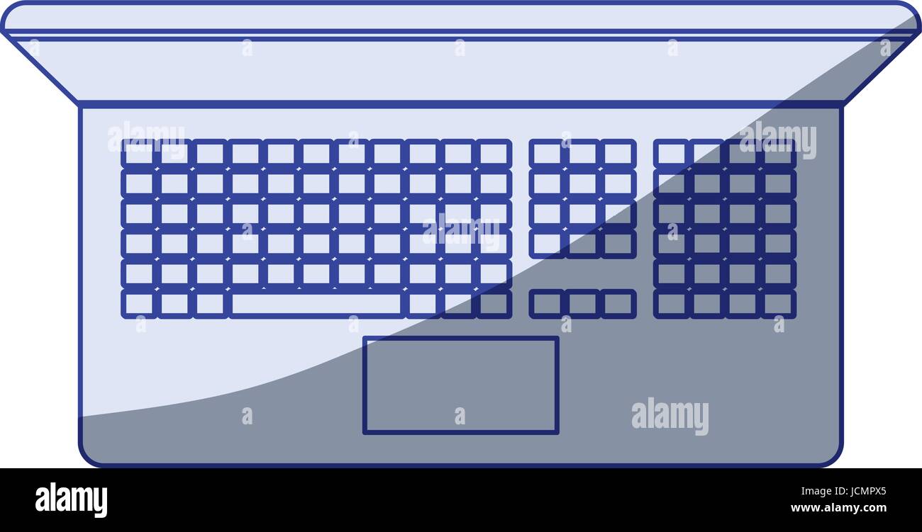 white background with blue shading silhouette of laptop computer in top ...