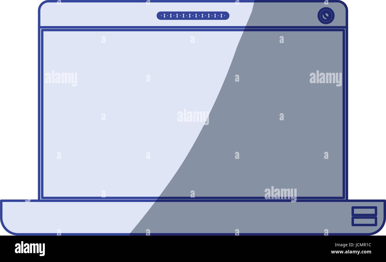 white background with blue shading silhouette of laptop computer in ...