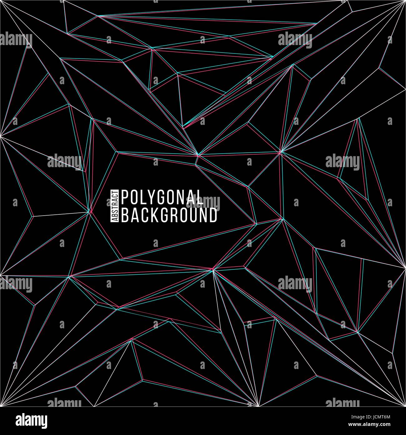 vector colorful anaglif blue red lines triangle polygonal decoration ...