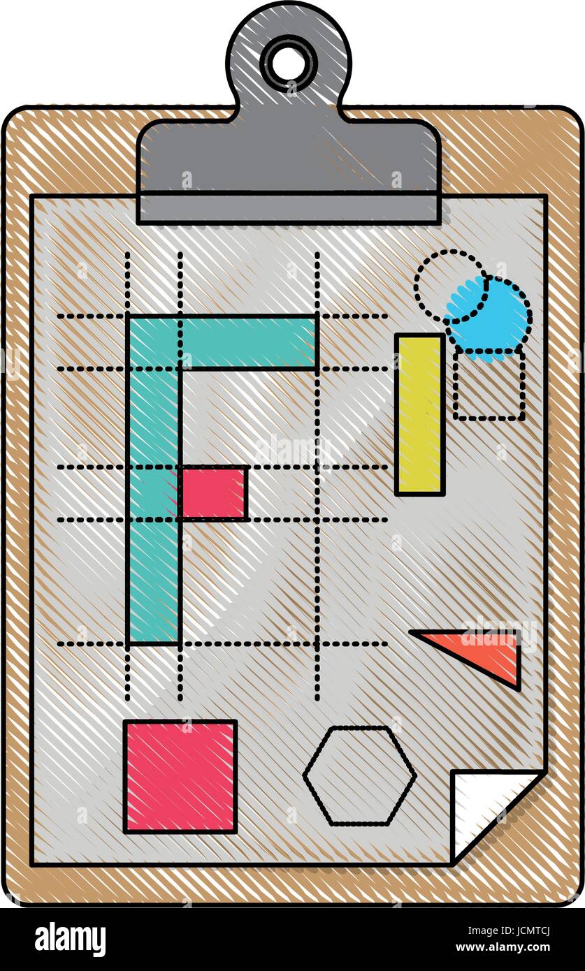 white background with colored crayon silhouette of table notepad with ...