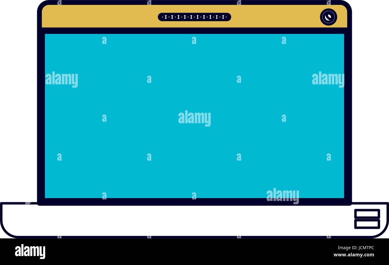 white background with color sections silhouette of laptop computer in ...