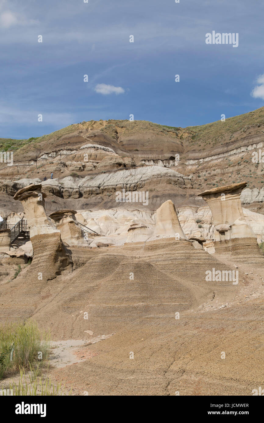 Rock stratification in the Badlands near Drumheller in Alberta, Canada ...