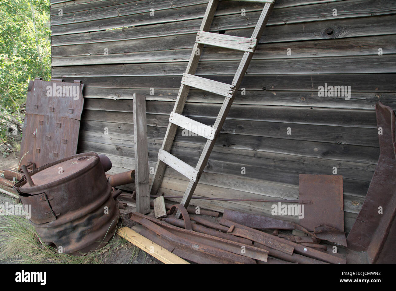 A wooden ladder outside of the Atlas Coal Mine, a National Historic ...