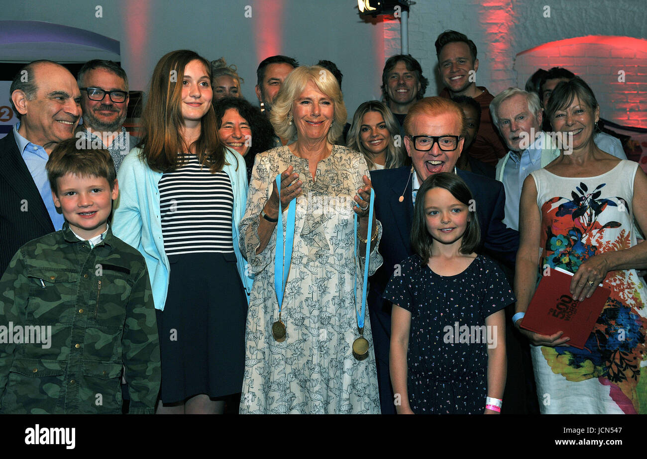 The Duchess of Cornwall stands with Chris Evans (right) and other ...