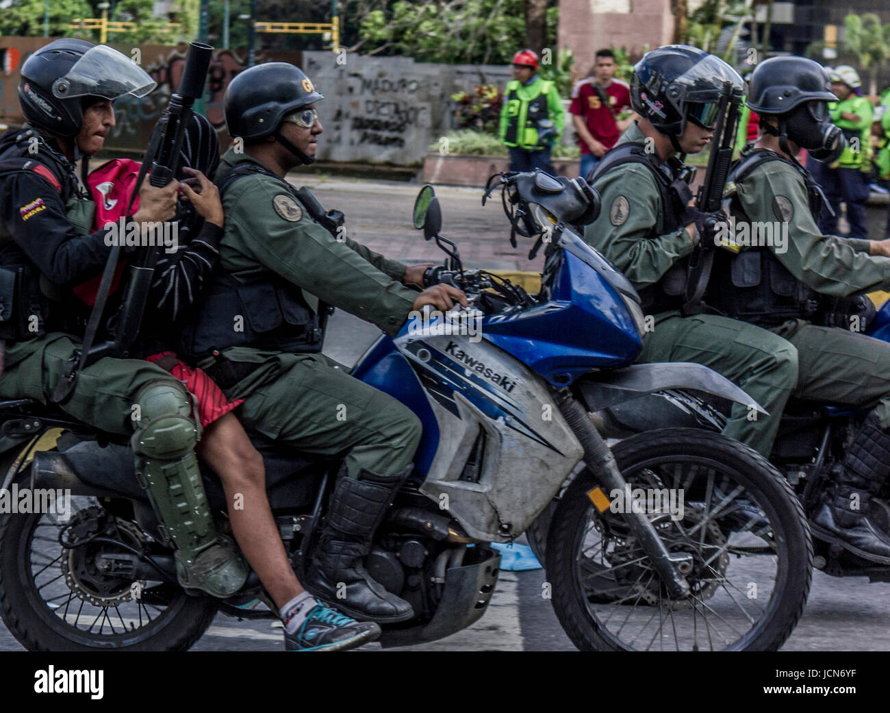 The national guard takes a demonstrator in Caracas, Venezuela ...
