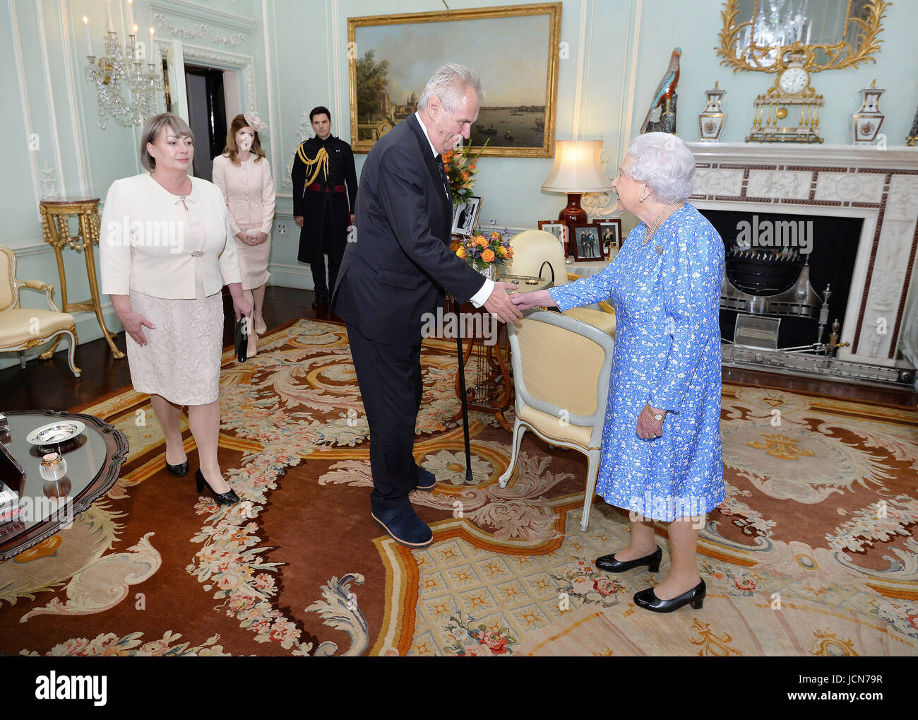 Queen Elizabeth II meets Milos Zeman, President of the Czech Republic ...