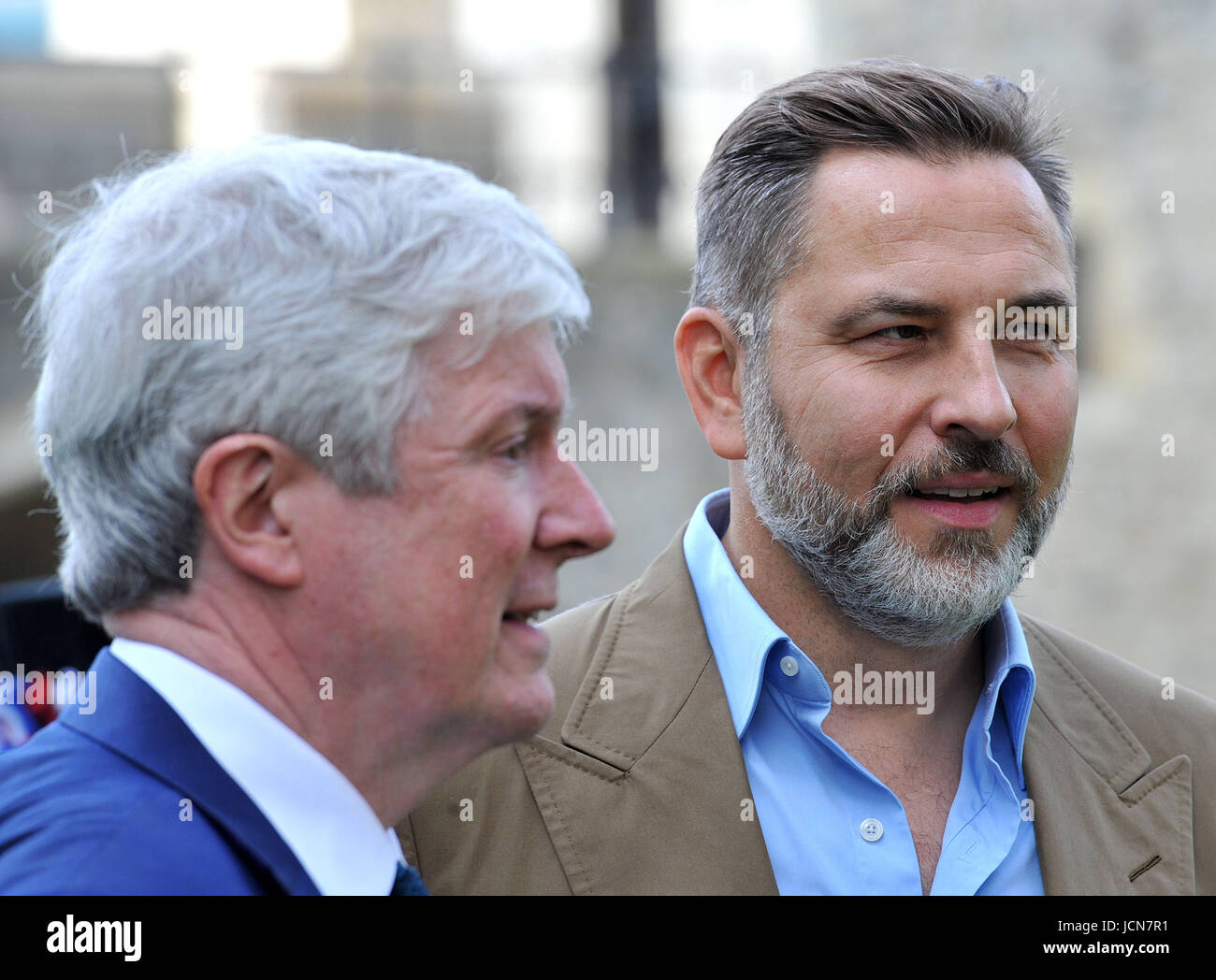David Walliams (right) stands with Director-General of the BBC Tony ...