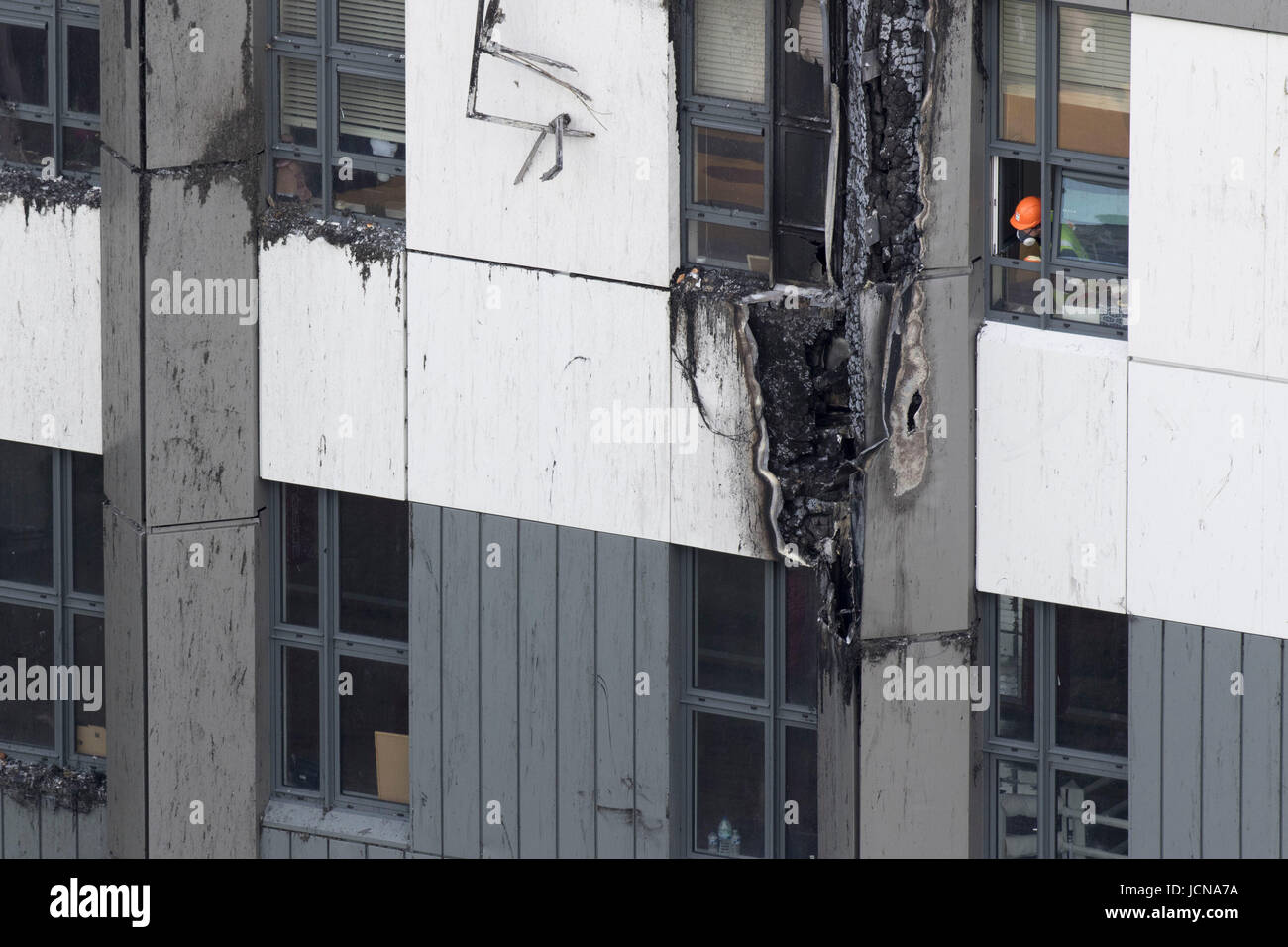 Emergency services personnel inside Grenfell Tower in west London after ...