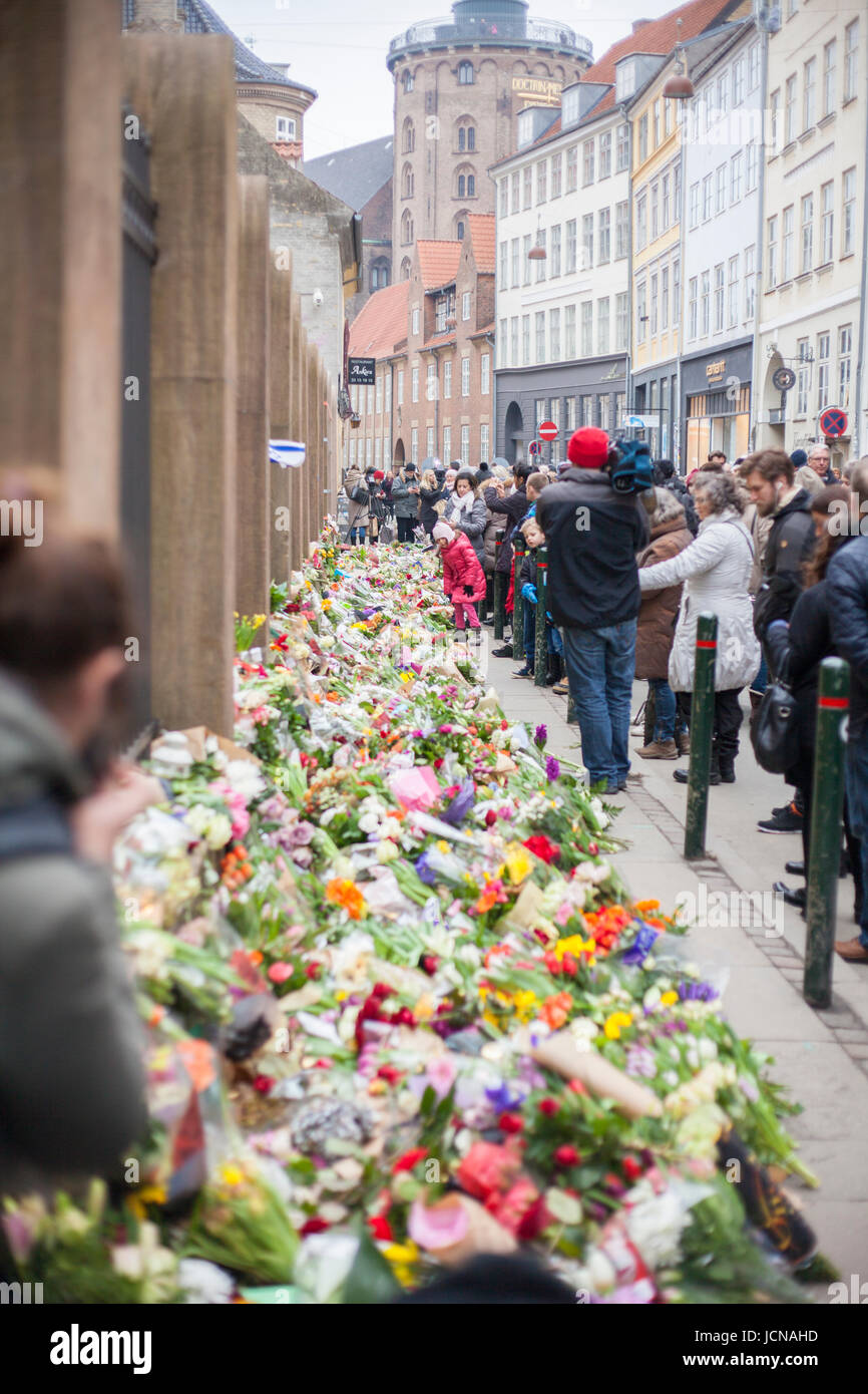 Copenhagen citizens paying respects to Dan Uzan after terrorist ...