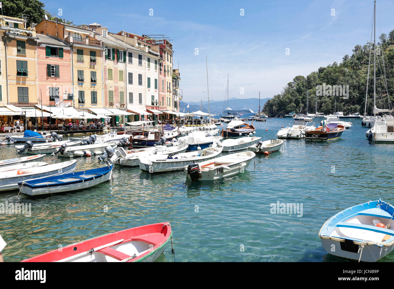 Portofino harbor with historical architecture and colorful houses on ...