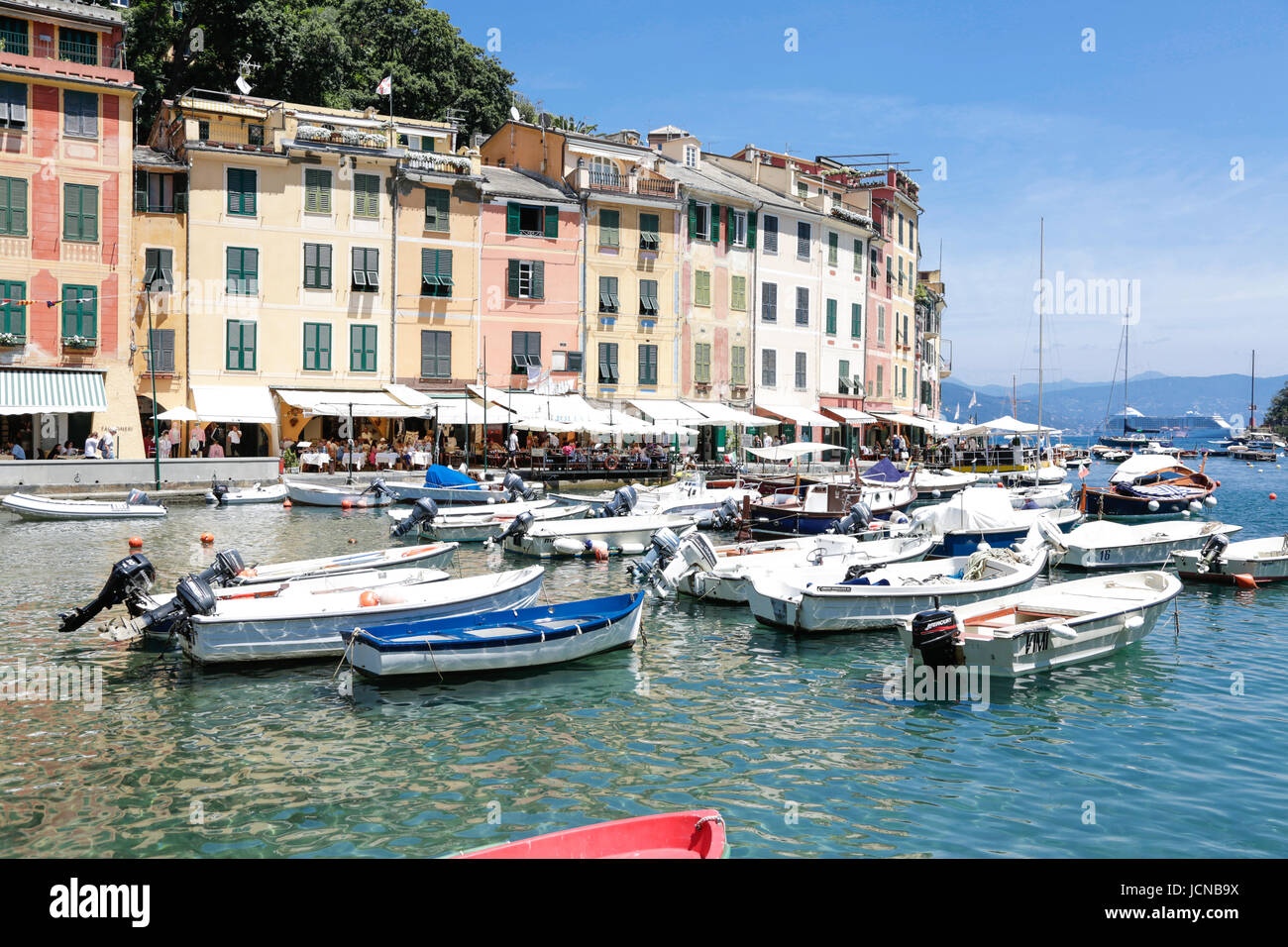 Portofino harbor with historical architecture and colorful houses on ...