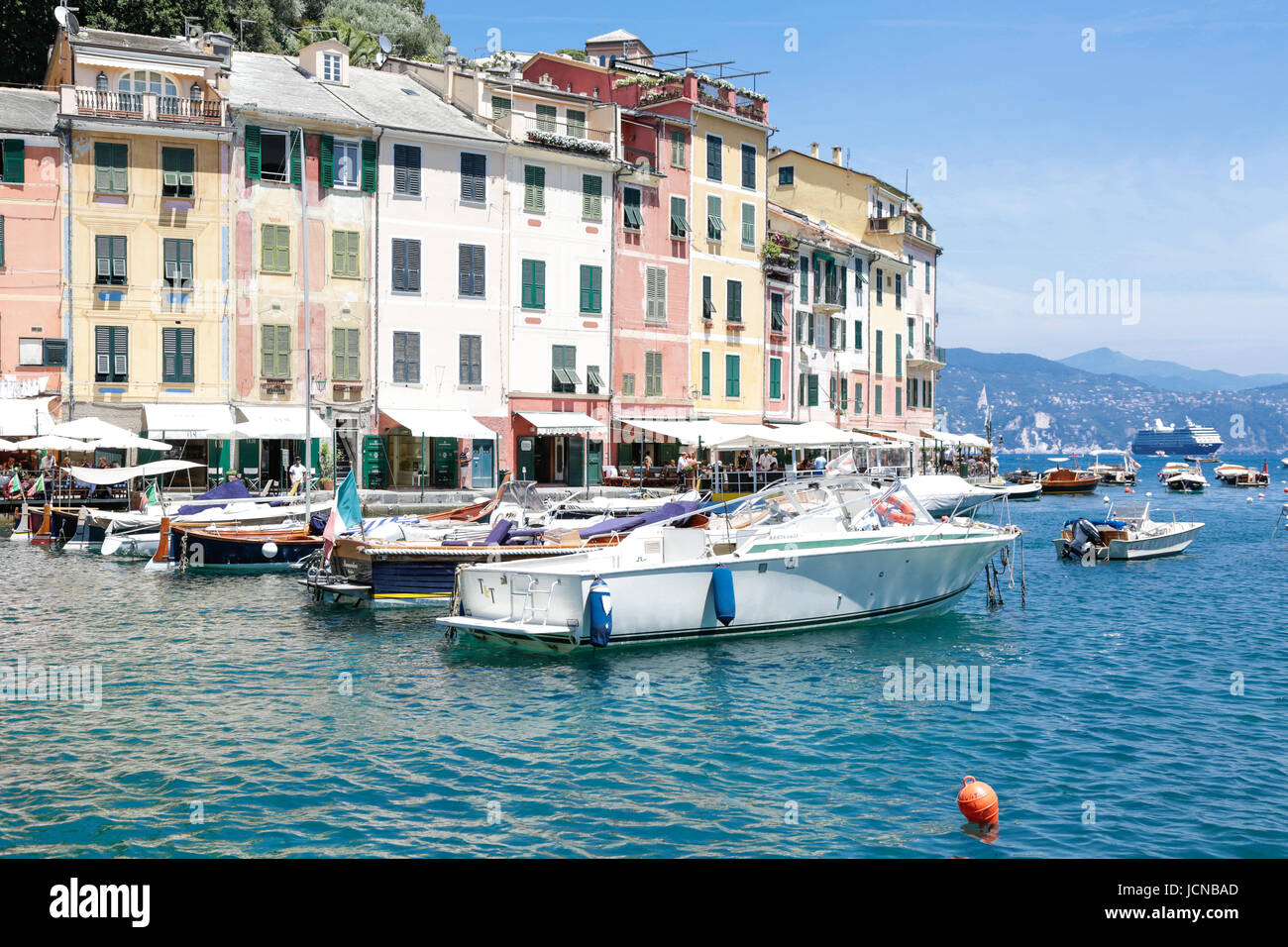 Portofino harbor with historical architecture and colorful houses on ...