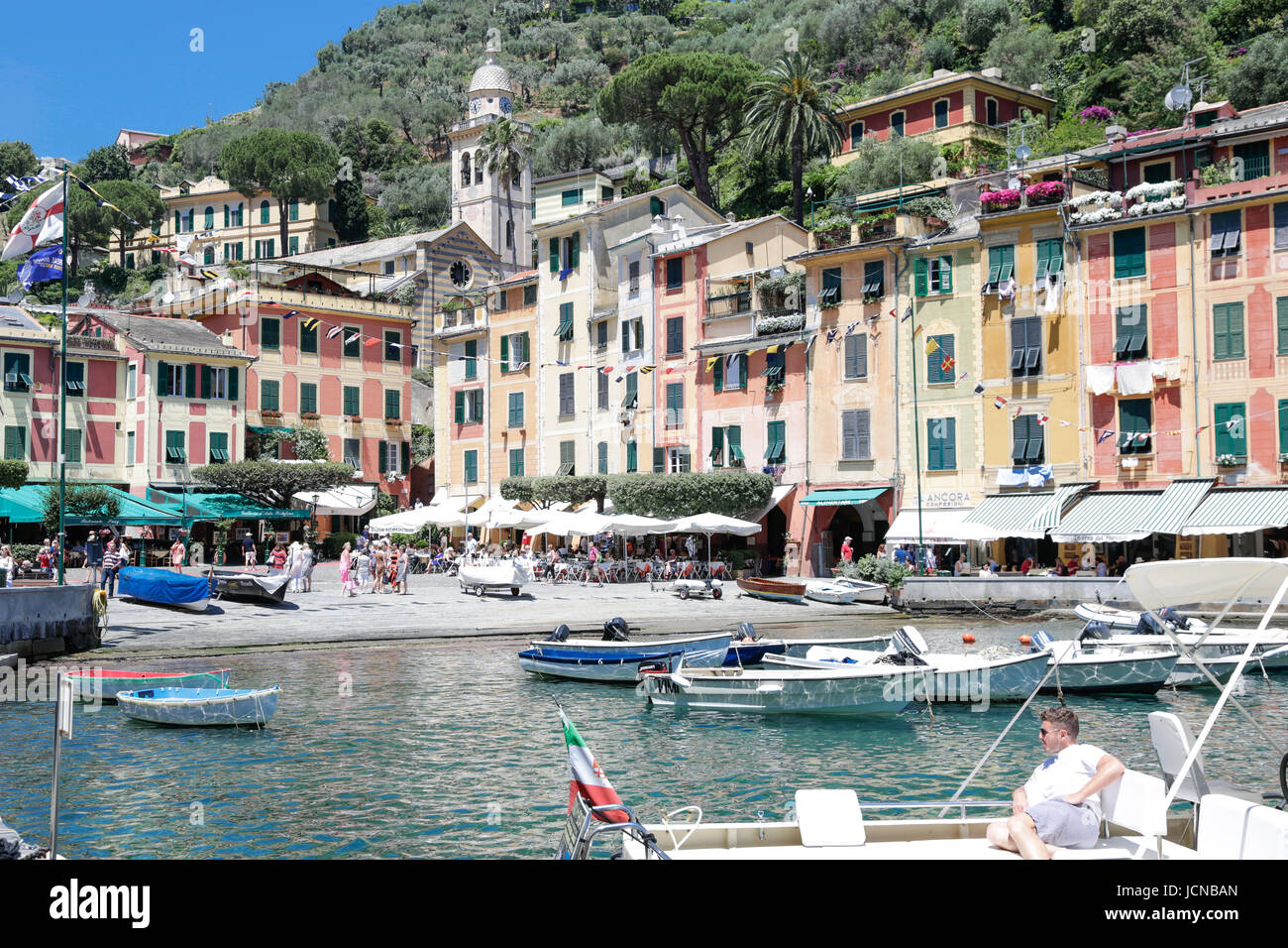 Portofino harbor with historical architecture and colorful houses on ...