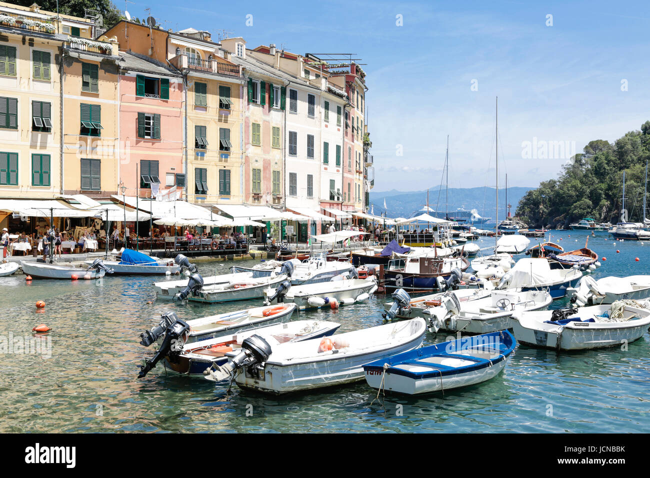 Portofino harbor with historical architecture and colorful houses on ...
