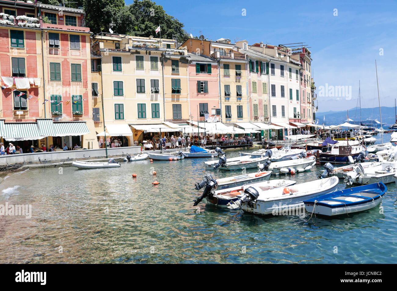 Portofino harbor with historical architecture and colorful houses on ...