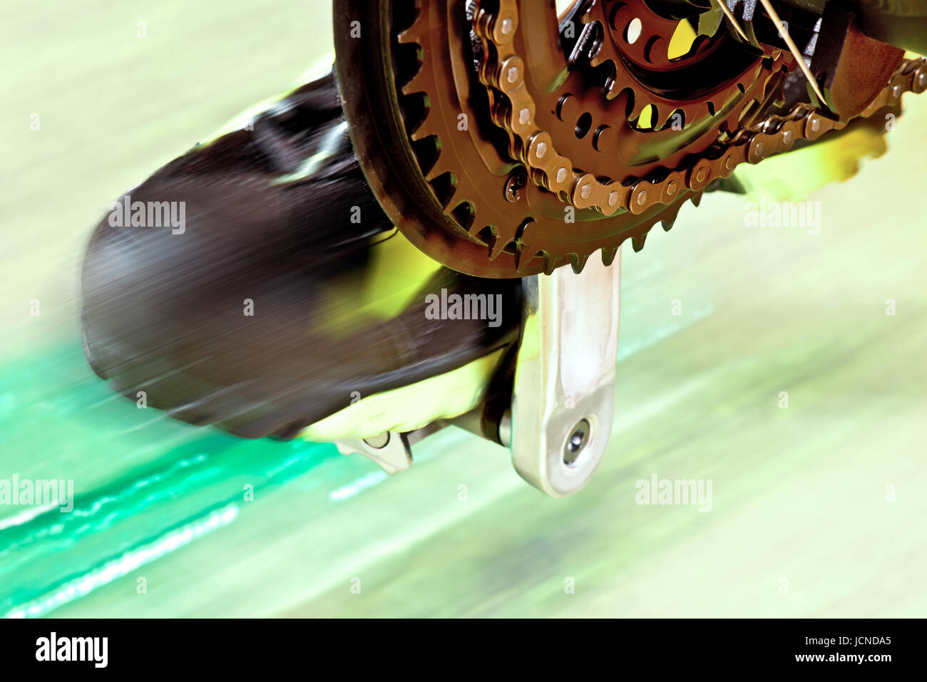 Detail Of Front Derailleur With Cycle Track Stock Photo - Alamy