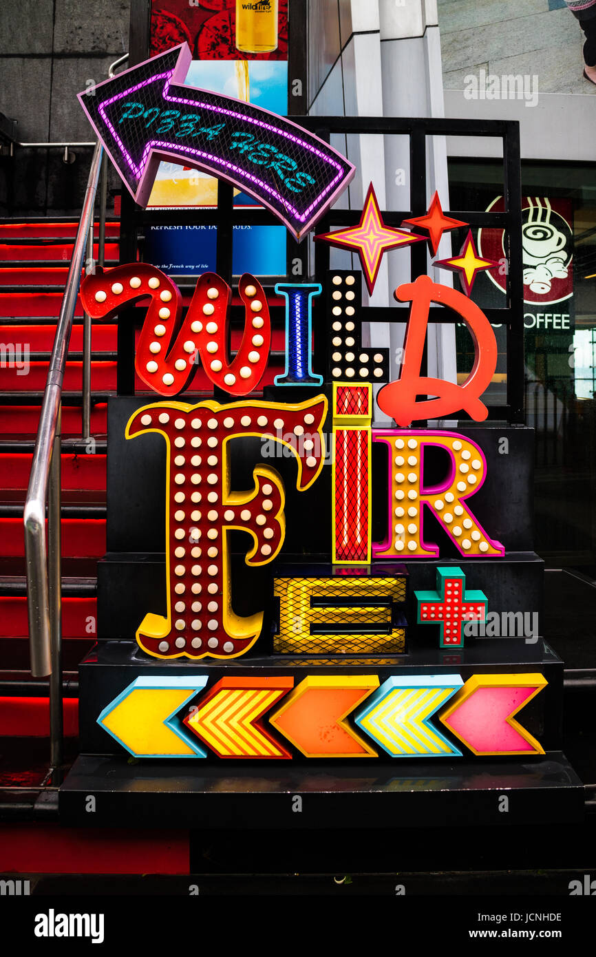 Colorful pizza western restaurant sign in Hong Kong Stock Photo - Alamy
