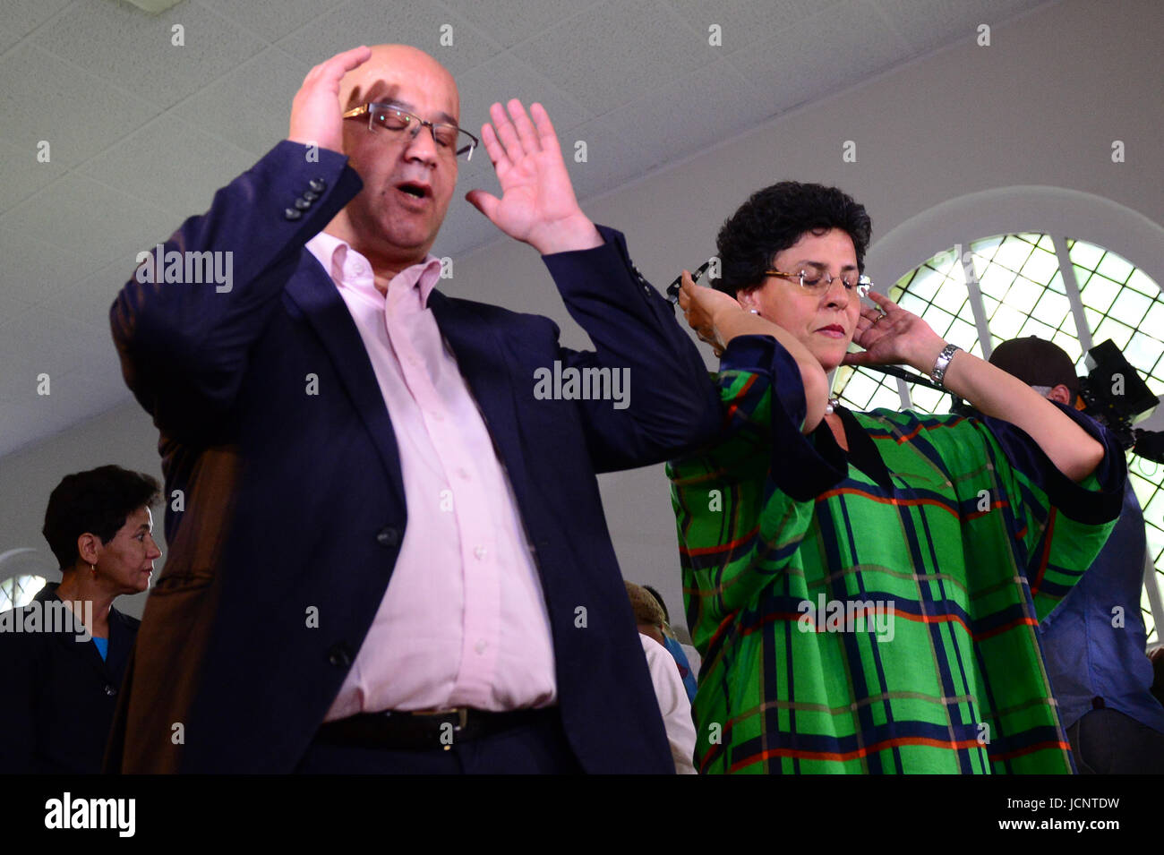 The imams Abdel-Hakim Ourghi (L) und Elham Manea are in charge of the ...