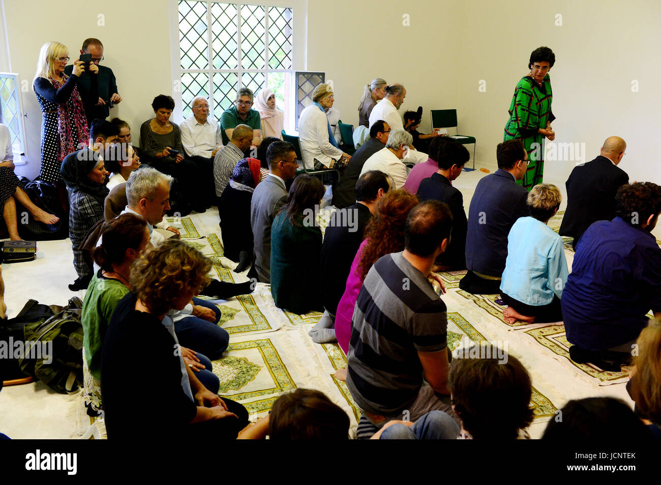 Believers pray in a newly opened liberal mosque in Berlin, Germany, 16 ...