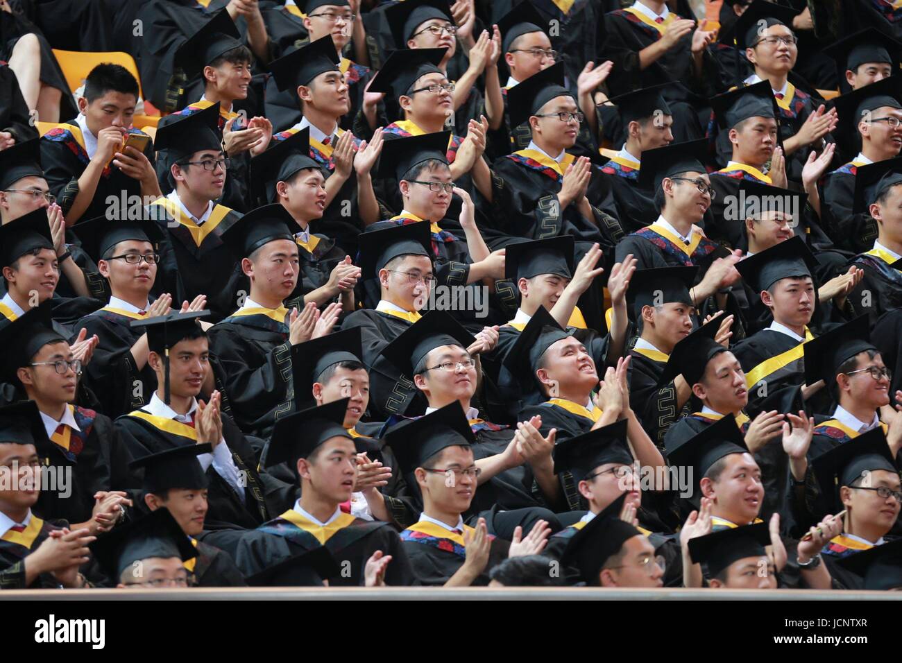 Tianjin. 16th June, 2017. Students in baccalaureat gowns attend a ...