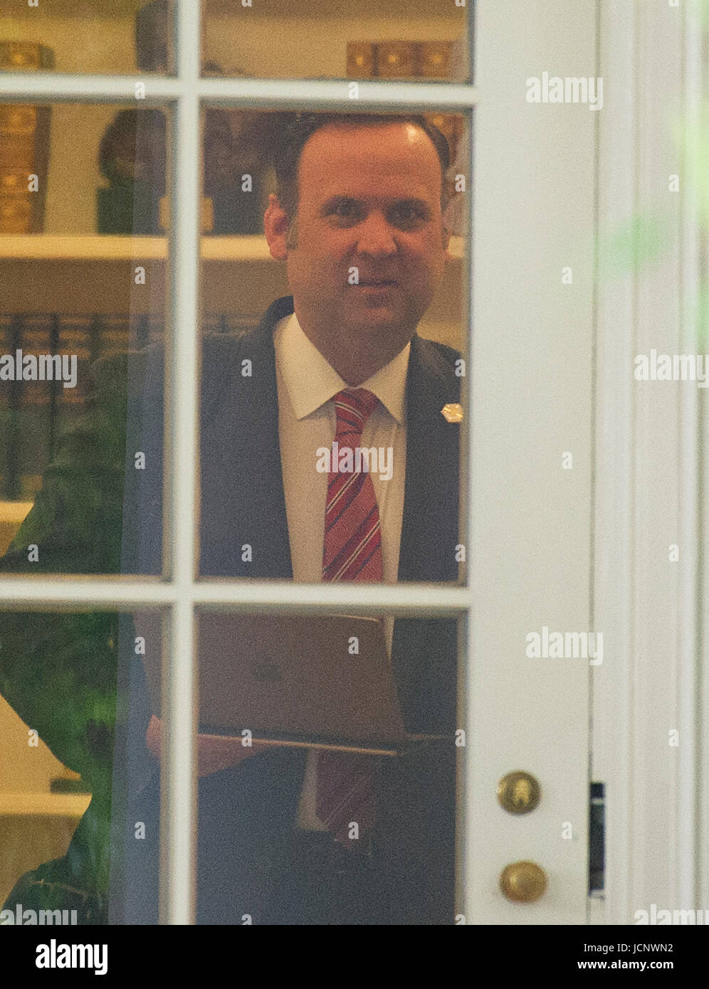 White House Director of Social Media Dan Scavino looks out the window ...