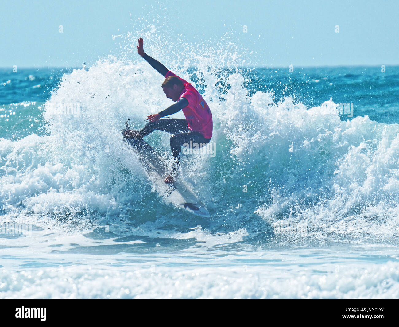 Night surf contest at Fistral Bay Newquay Cornwall UK Stock Photo - Alamy