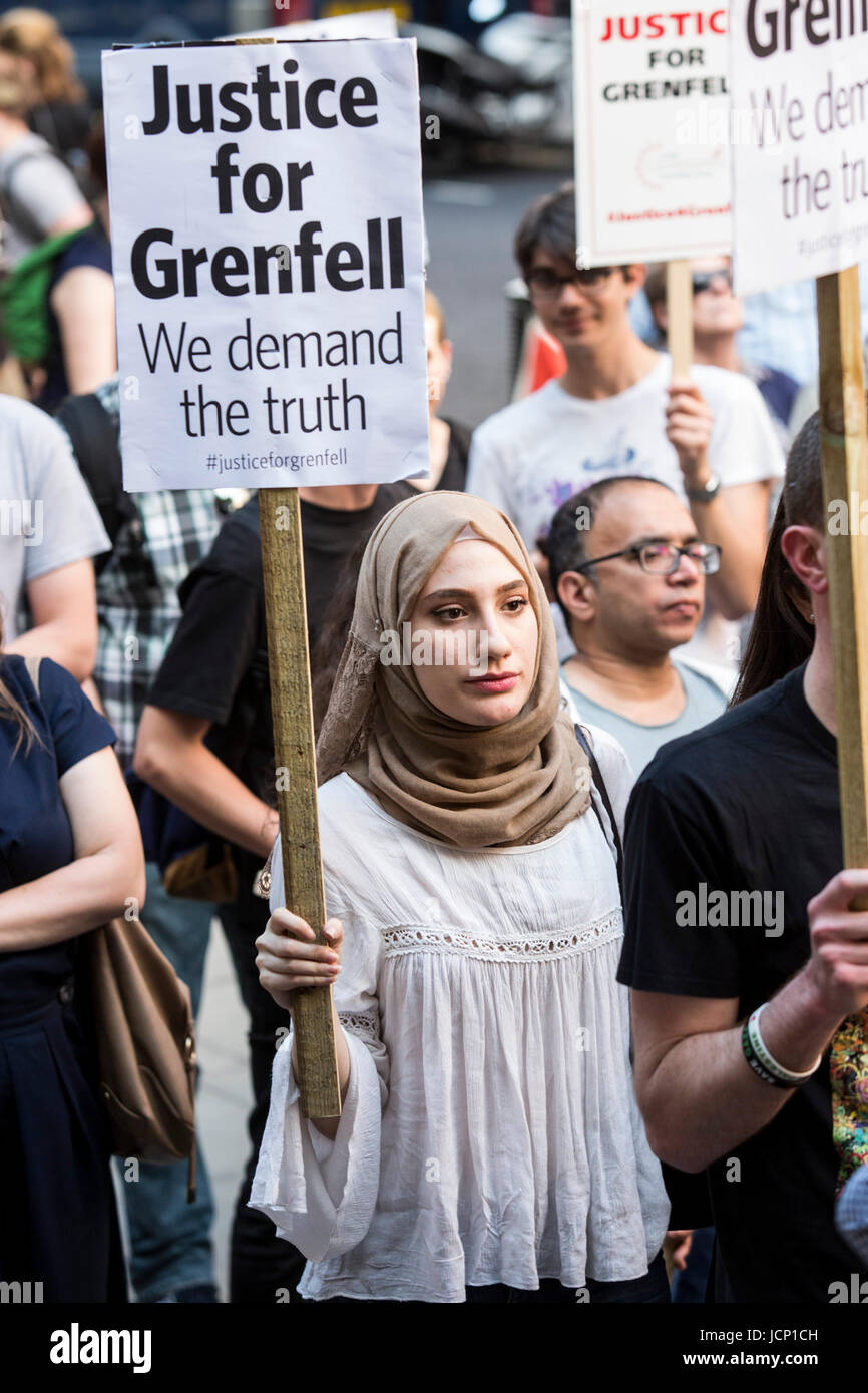 London, UK, 16 June 2017. Justice for Grenfell Protest outside the Home ...
