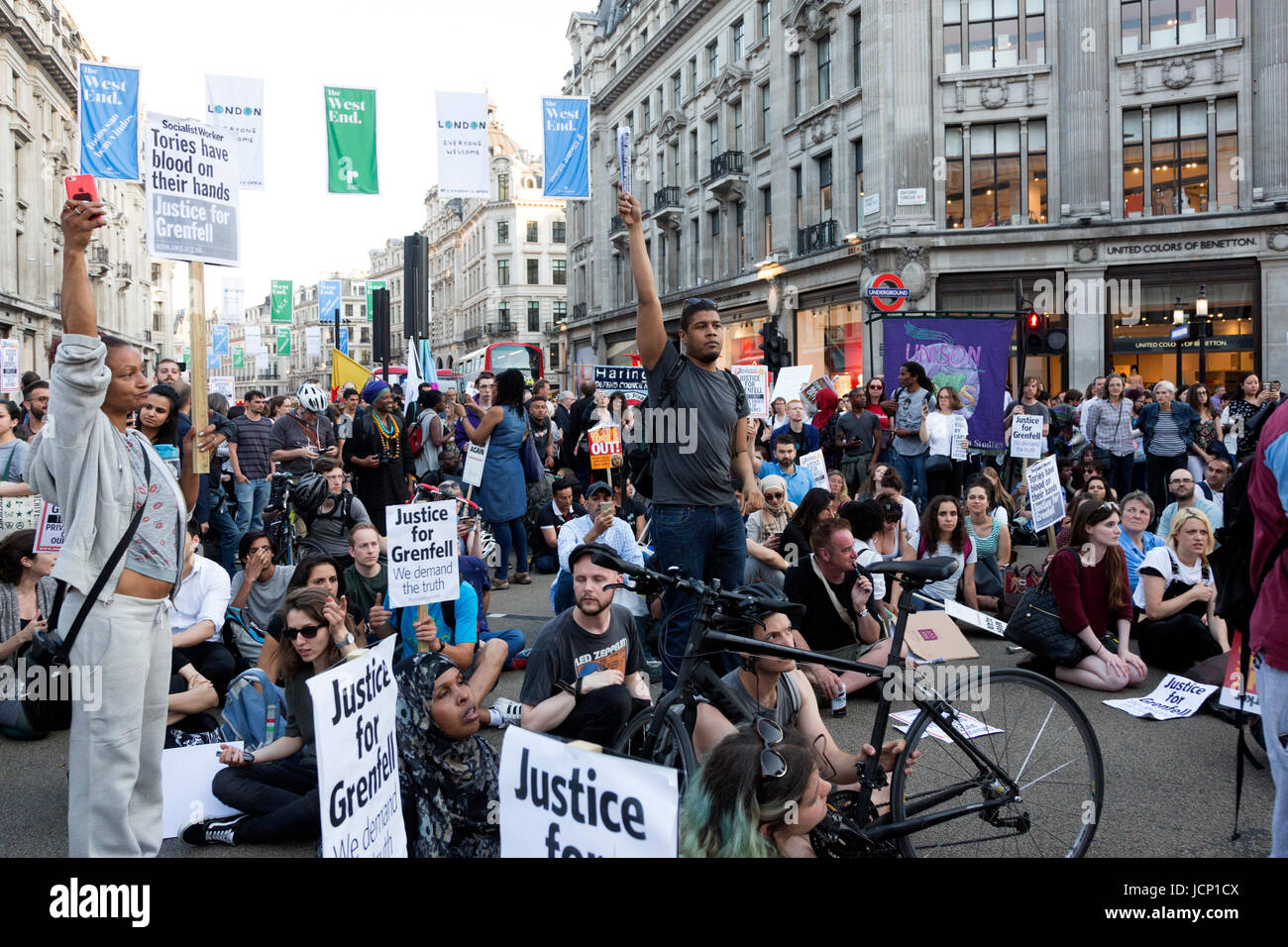 London, UK, 16 June 2017. Protesters at the Justice for Grenfell ...