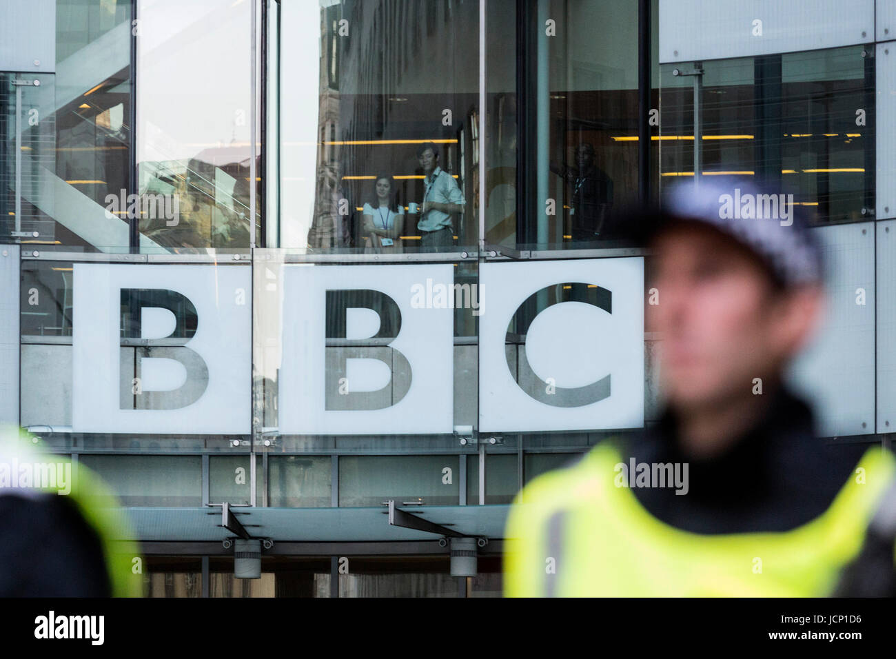 Protesters outside bbc broadcasting house hi-res stock photography and ...